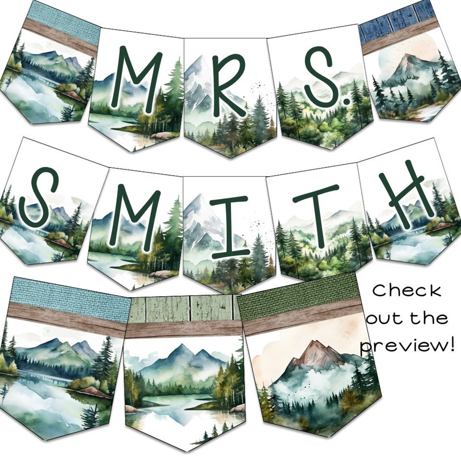 Editable Nature Bunting Bulletin Board Banner Letters Nature Classroom ...