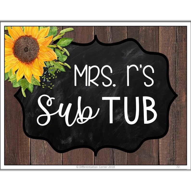 Editable Classroom Labels Sunflower Farmhouse Classroom Decor Sunflower ...
