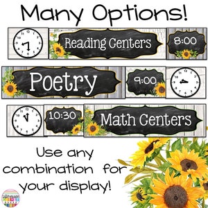 Editable Daily Schedule Cards Sunflower Farmhouse Classroom Decor ...