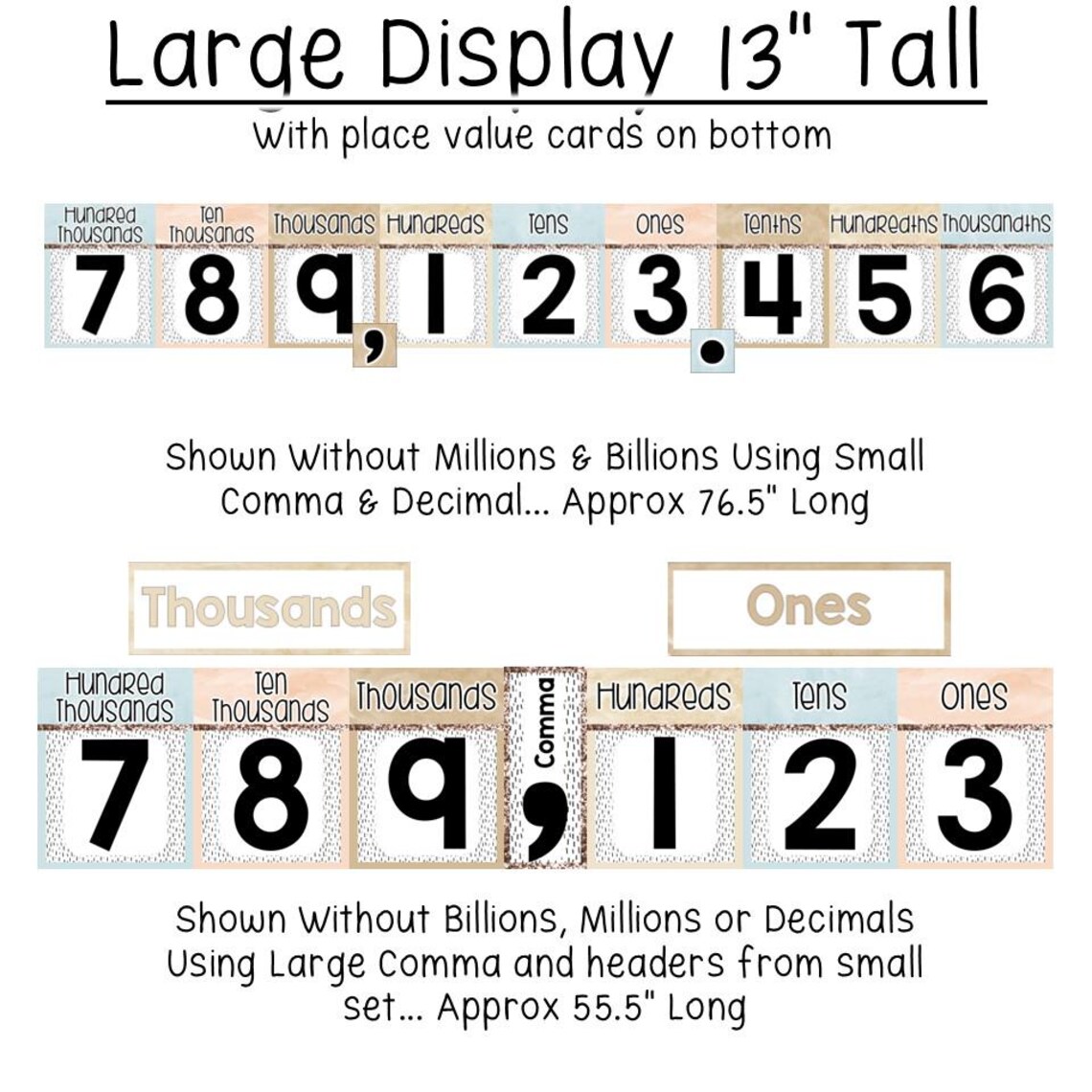 Place Value Chart Posters Place Value Wall Display Boho Classroom Decor ...