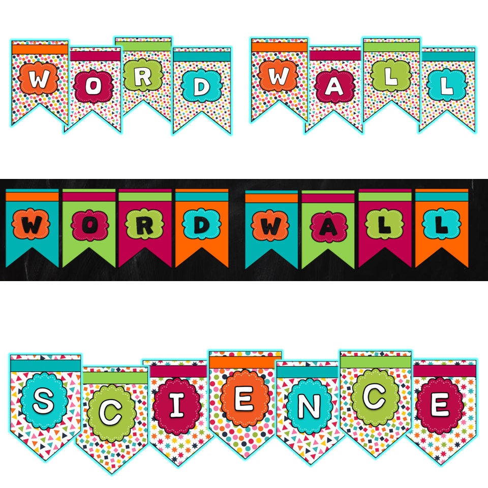 Editable Confetti Rainbow Bunting Bulletin Board Banner Letters ...