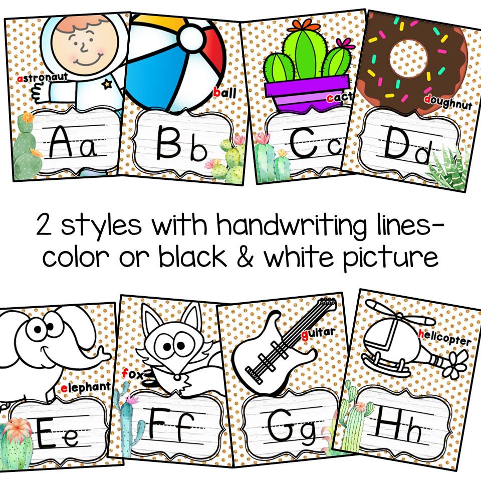 Alphabet Posters for Classroom Cactus Classroom Decor | Printable ...