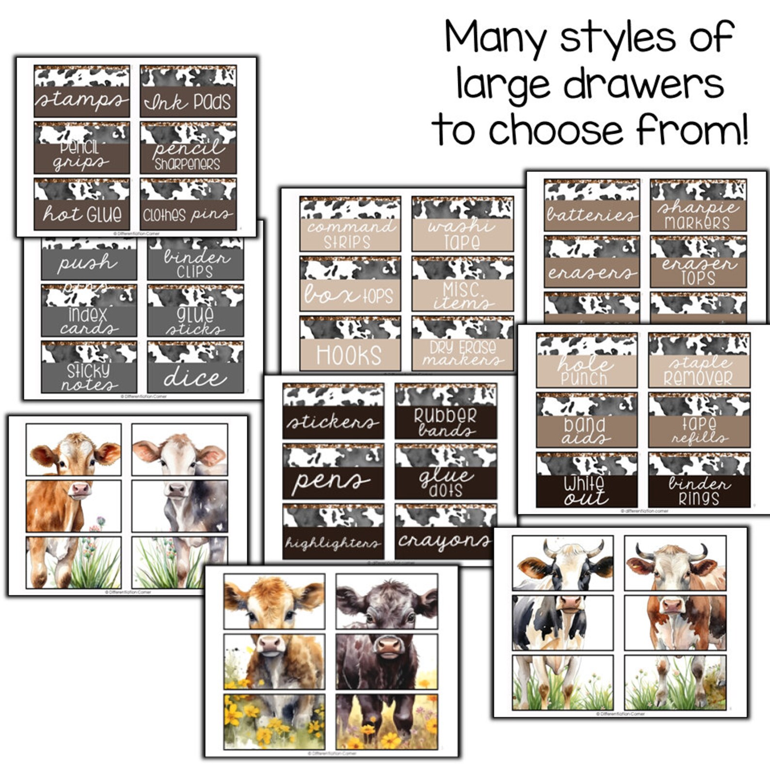 Cow Print Teacher Tool Box Labels Farmhouse Classroom Decor Teacher ...