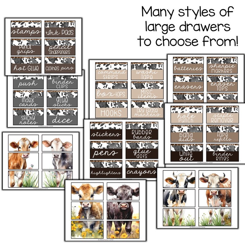 Cow Print Teacher Tool Box Labels Farmhouse Classroom Decor Teacher ...