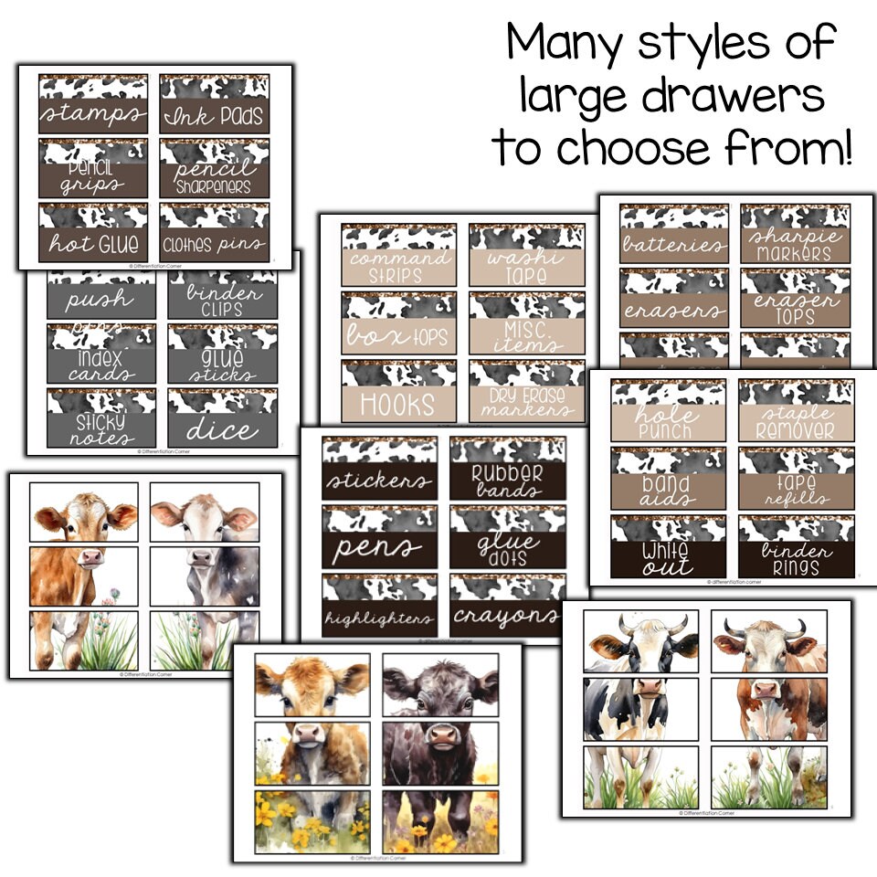 Cow Print Teacher Tool Box Labels Farmhouse Classroom Decor Teacher ...