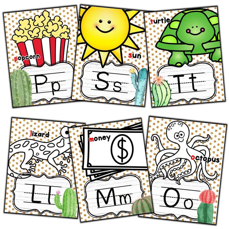 Alphabet Posters for Classroom Cactus Classroom Decor | Printable ...