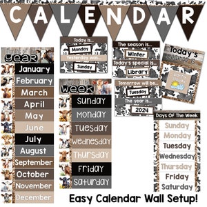 Cow Print Classroom Calendar Set & Weather Display Farmhouse Classroom ...