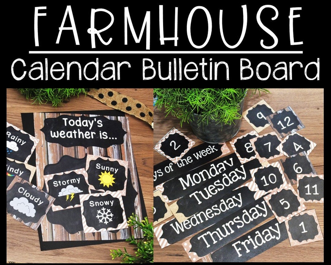 Farmhouse Neutral Classroom Calendar & Weather Display Set - Etsy