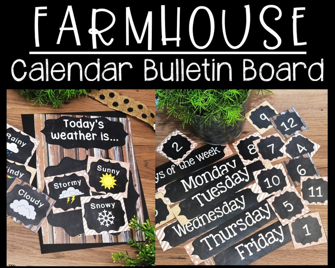 Farmhouse Neutral Classroom Calendar & Weather Display Set - Etsy