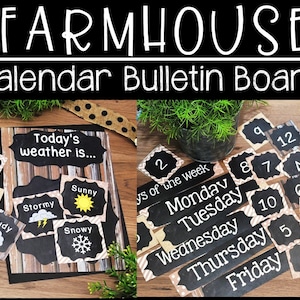 Farmhouse Neutral Classroom Calendar & Weather Display Set - Etsy