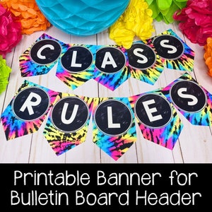 Editable Tie Dye Retro Classroom Rules Posters Groovy Hippie Classroom ...