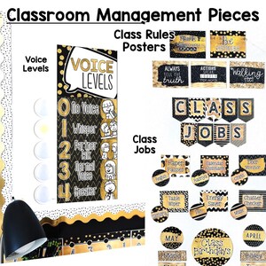 Black and Gold Classroom Decor Bundle | Classroom Bulletin Board ...