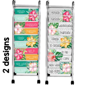 10 Drawer Cart Rolling Labels Editabletropical Classroom Decor Jungle ...