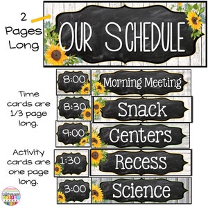 Editable Daily Schedule Cards Sunflower Farmhouse Classroom Decor ...