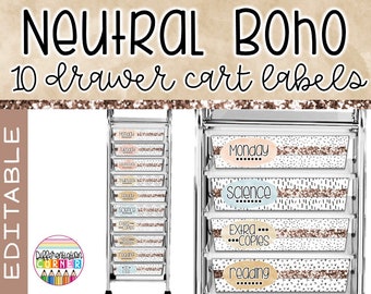 EDITABLE Boho 10 Drawer Rolling Cart Labels - Etsy