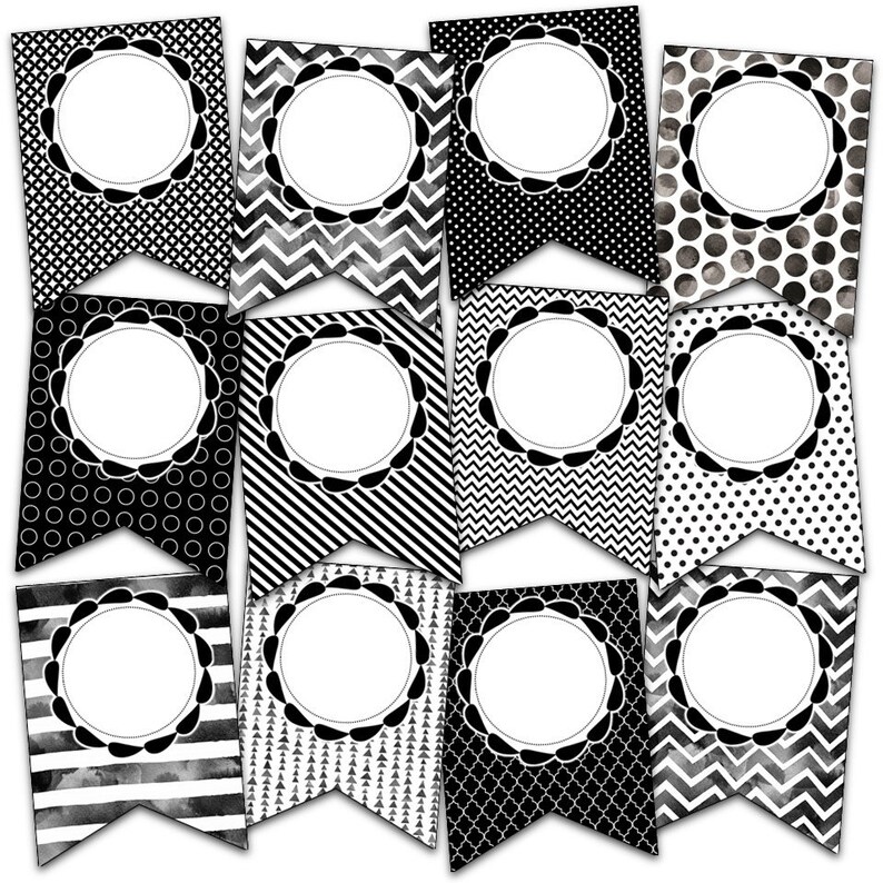 Editable Black and White Bunting Bulletin Board Banner Letters | Black ...