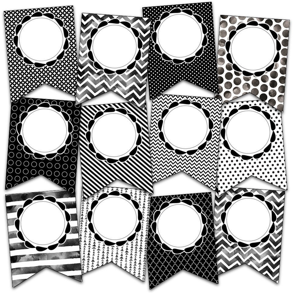 Letras de banner editables en blanco y negro del tablón de - Etsy México