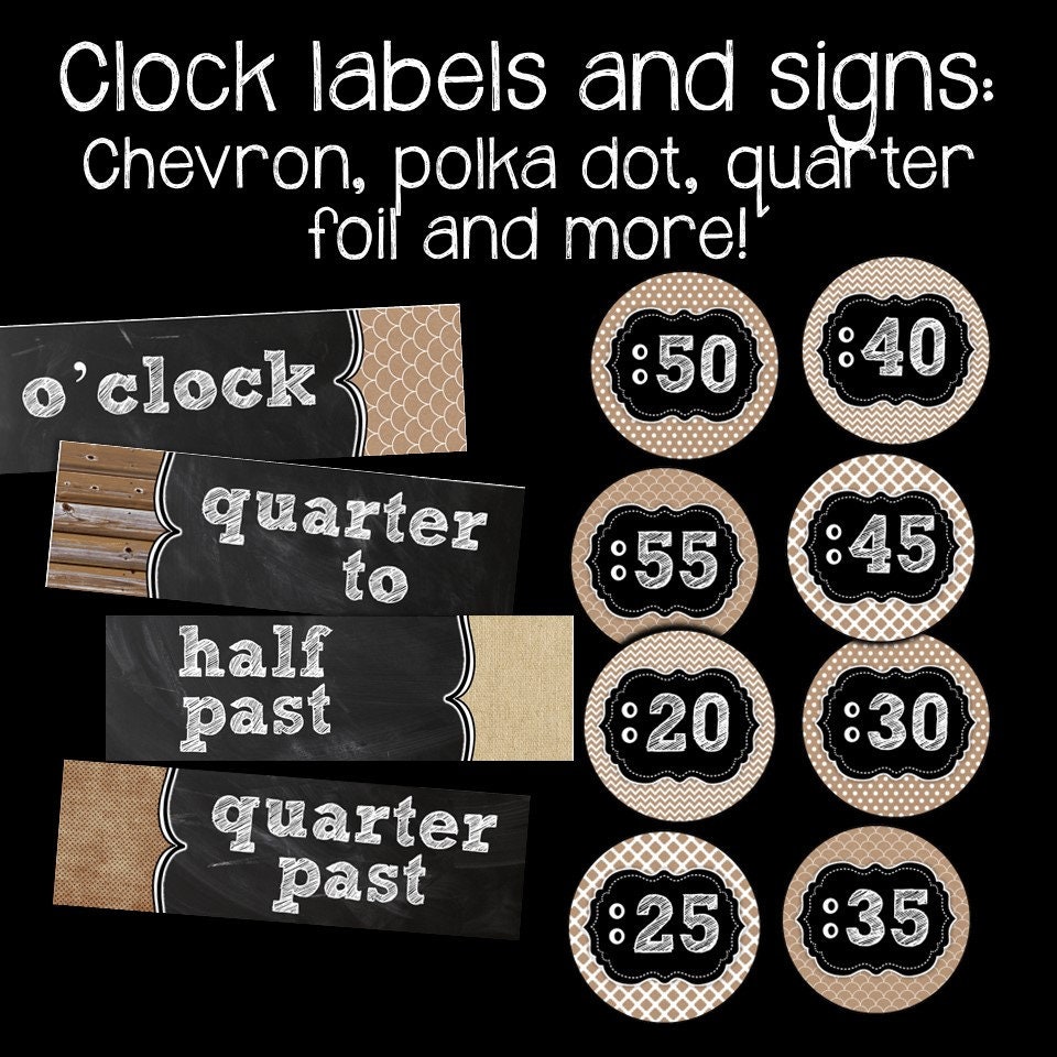 PRINTABLE Farmhouse Neutral Clock Label Numbers in 5 Minute Intervals ...