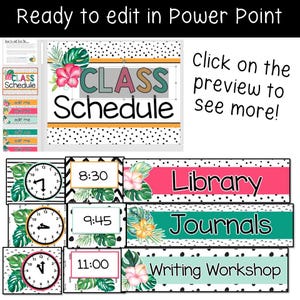 Editable Daily Schedule Cards Tropical Classroom Decor Printable ...