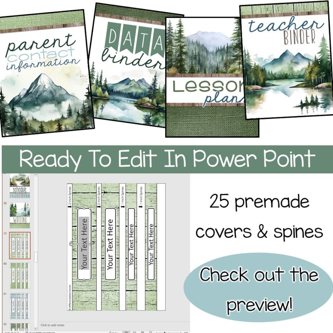 Editable Nature Binder Covers and Spines Nature Classroom Decor Forest ...