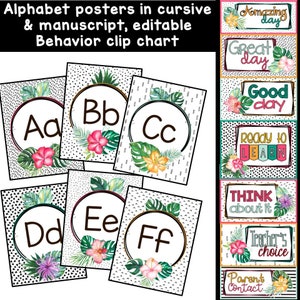 Modern Tropical Classroom Decor Bundle Classroom Bulletin Board Display ...
