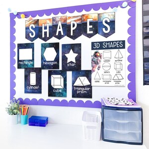 PRINTABLE Shape Posters Charts Space Classroom Decor 2D and 3D Shapes ...