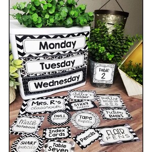 Editable Classroom Labels Black and White Classroom Decor Classroom ...