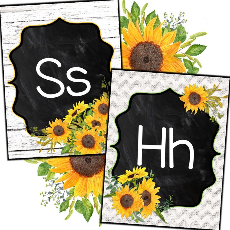 Alphabet Posters for the Classroom Sunflower Farmhouse - Etsy