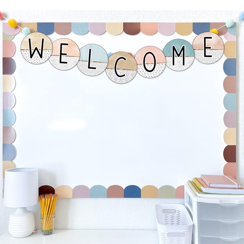 PRINTABLE Welcome Banner | Boho Neutral Classroom Decor | Neutral ...