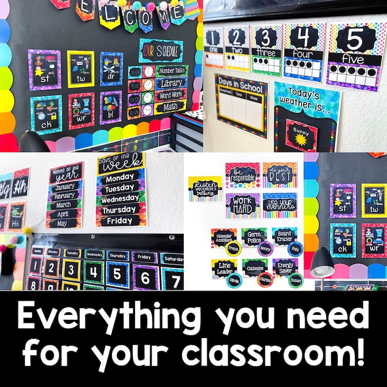 Rainbow Classroom Decor Bundle Printable Classroom Bulletin Board ...