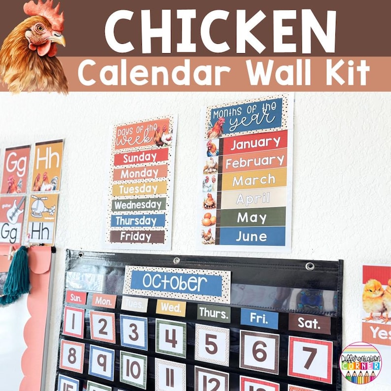 Chicken Classroom Calendar Set & Weather Display Farmhouse Classroom ...