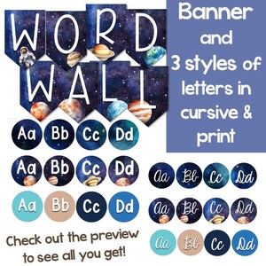 Classroom Word Wall Display Editable Space Theme Classroom Decor Word ...