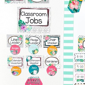 Editable Classroom Jobs Chart Template | Tropical Classroom Decor ...