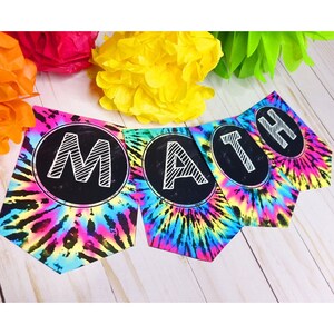 Editable Tie Dye Retro Bunting Bulletin Board Banner Letters Tie Dye ...