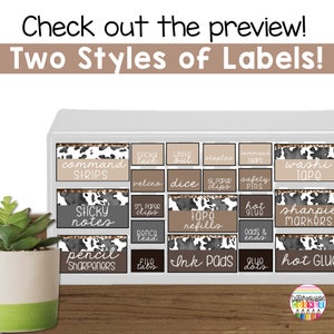 Cow Print Teacher Tool Box Labels Farmhouse Classroom Decor Teacher ...