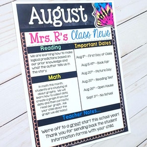 Editable Classroom Newsletter Template Tie Dye Retro Classroom Decor ...