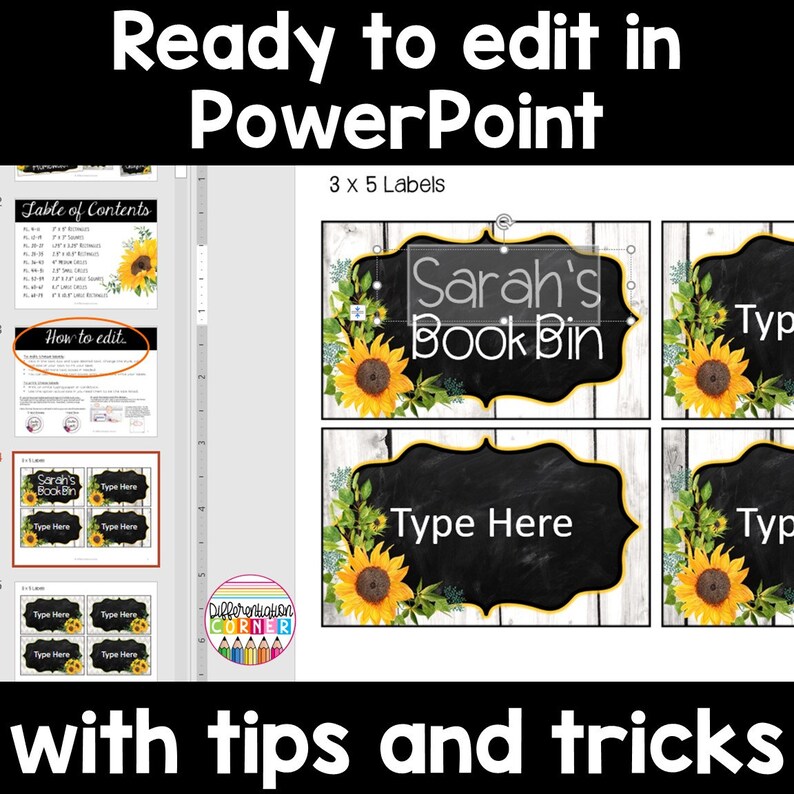 Editable Classroom Labels Sunflower Farmhouse Classroom Decor - Etsy