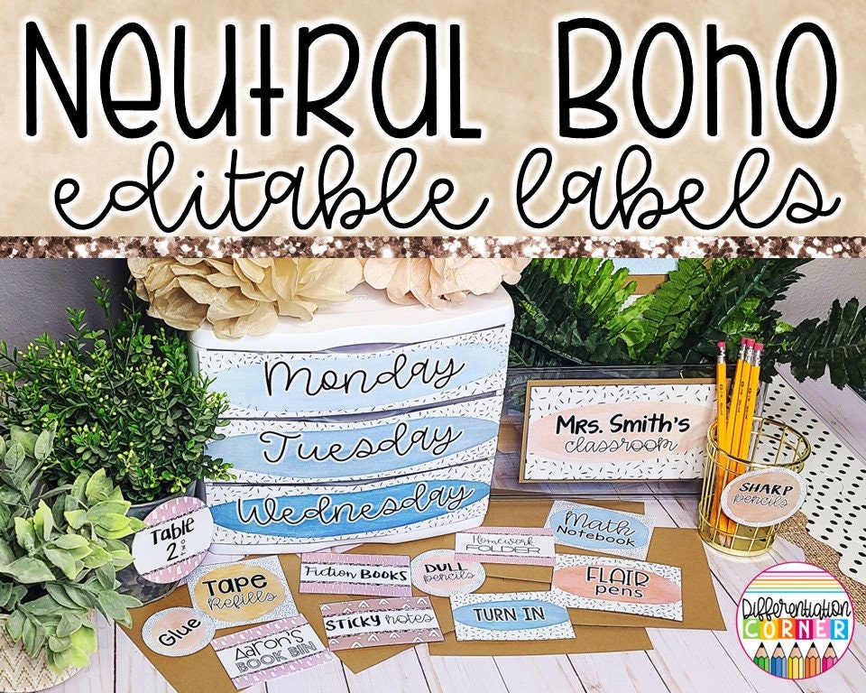 Editable Boho Classroom Labels Neutral Boho Classroom Decor - Etsy