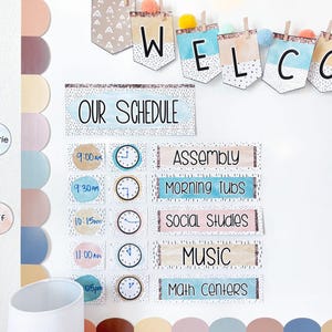 Editable Daily Schedule Cards for Classroom Neutral Boho Classroom ...