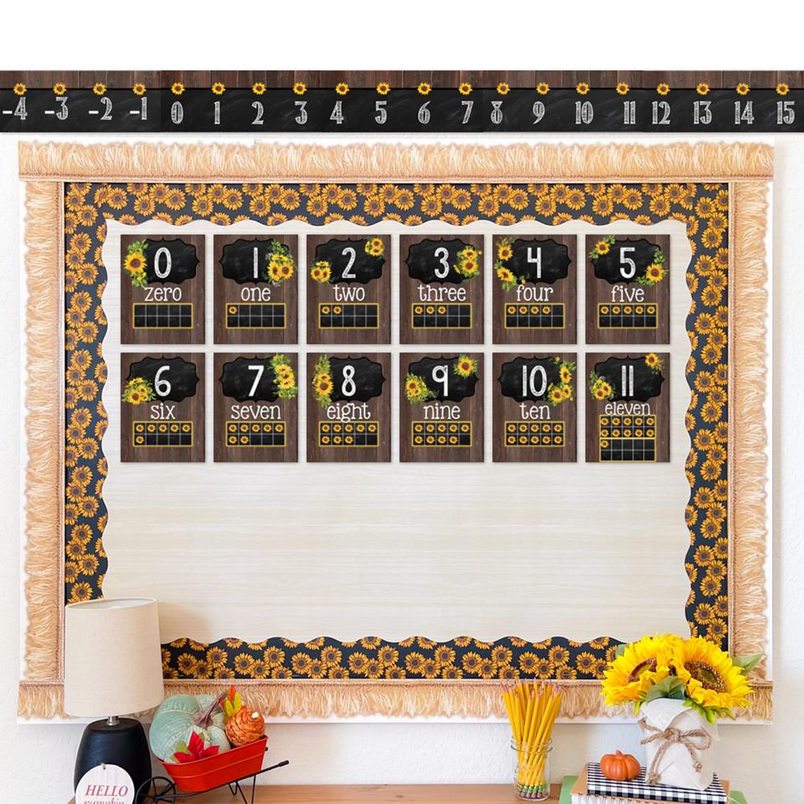 Number Posters 0-30 Number Line With Negative Numbers Sunflower ...