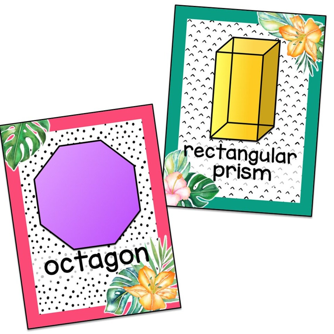 PRINTABLE Shape Posters and Charts Tropical Classroom Decor - Etsy