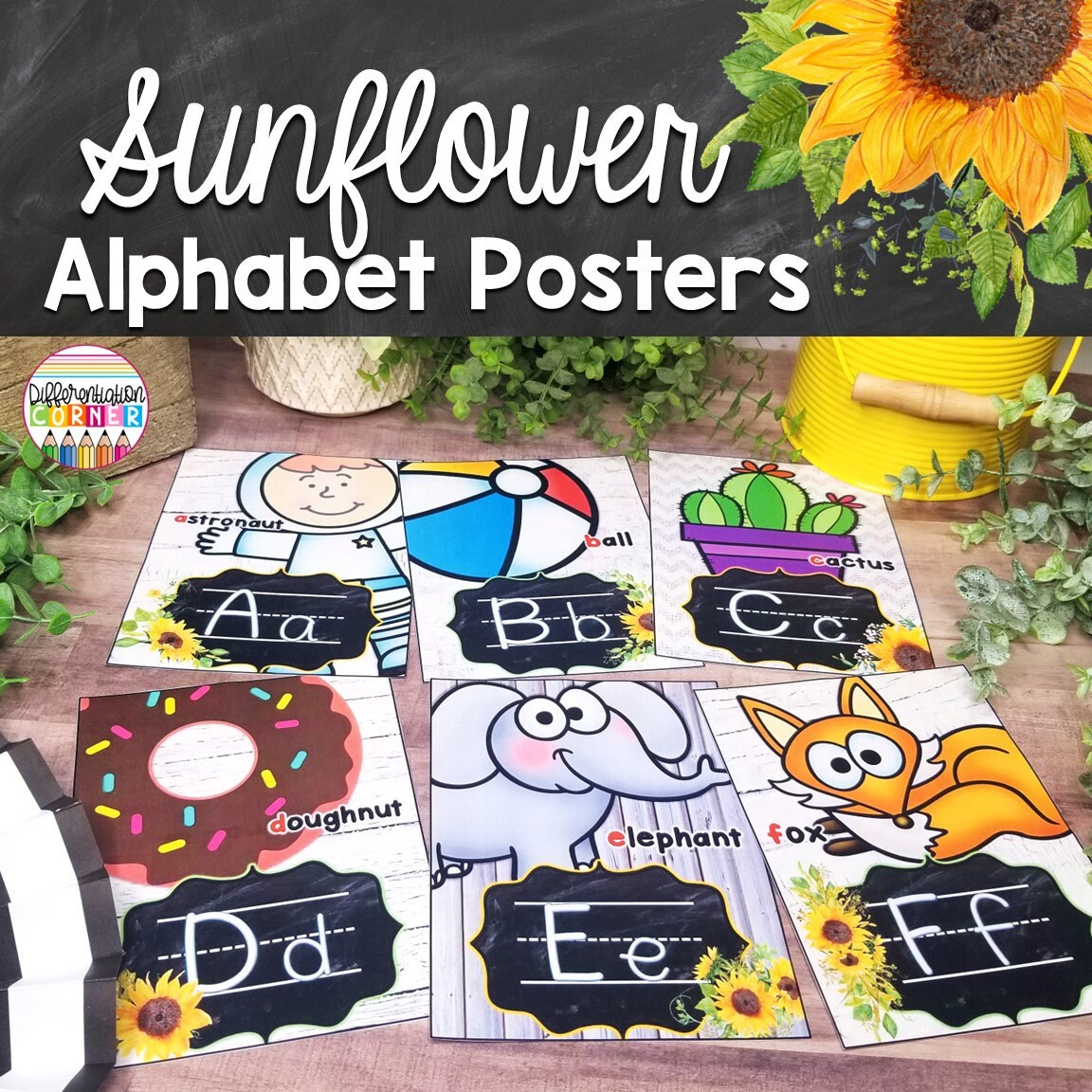 Alphabet Posters With Pictures for the Classroom Sunflower Farmhouse ...