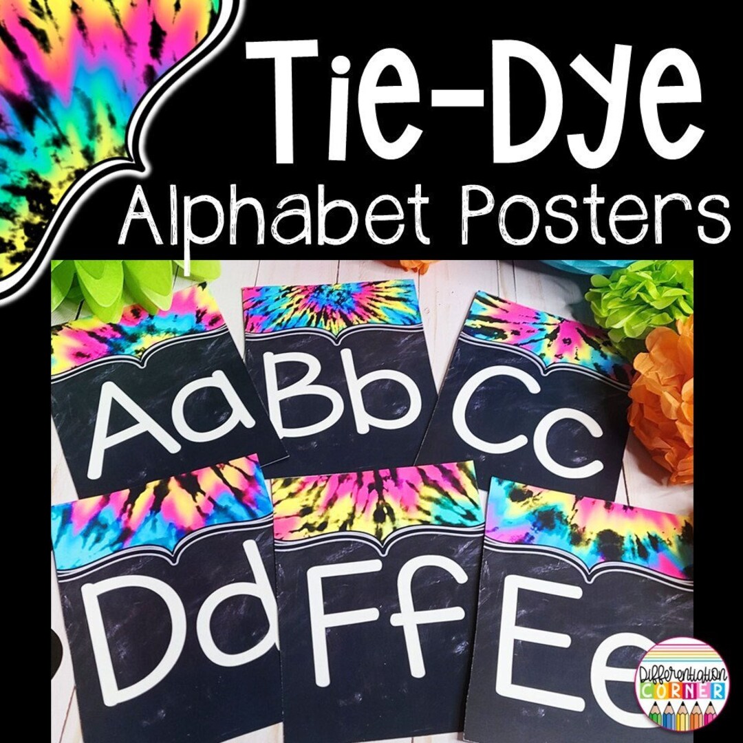 Alphabet Posters for the Classroom Tie Dye Retro Classroom Decor ...
