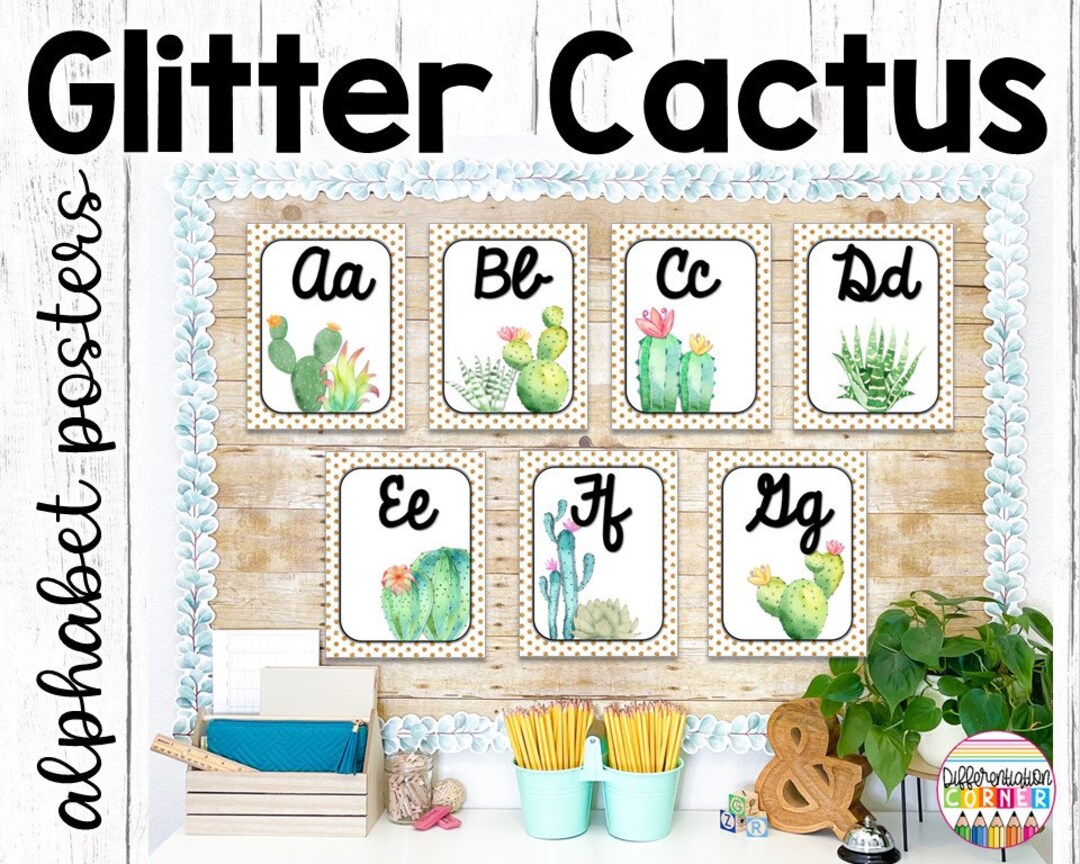 Cursive Alphabet Posters for Classroom Cactus Classroom Decor Printable ...