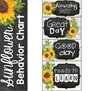 Printable Behavior Clip Chart, Sunflower Modern Farmhouse Classroom ...