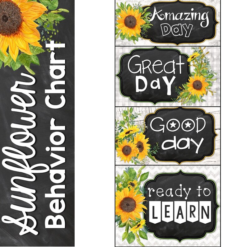 Printable Behavior Clip Chart Sunflower Modern Farmhouse - Etsy