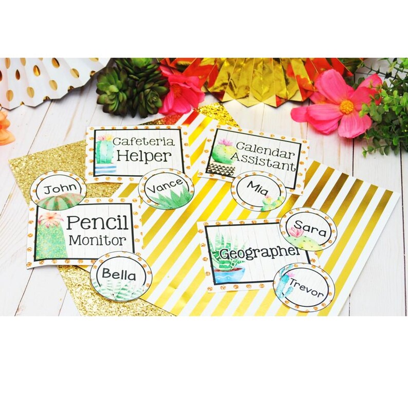 Editable Classroom Jobs Chart Template | Cactus and Succulent Classroom ...