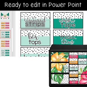 Tropical Teacher Tool Box Labels Tropical Classroom Decor - Etsy
