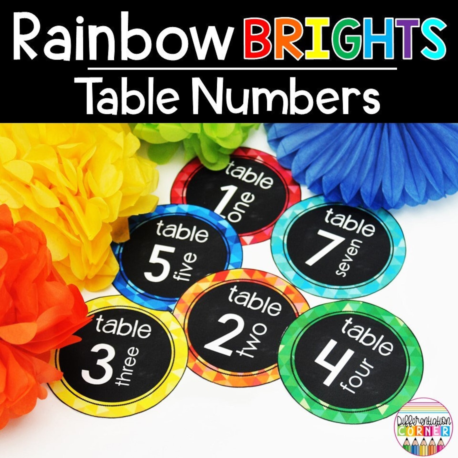 PRINTABLE Table Numbers | Rainbow Classroom Decor | Classroom Table ...