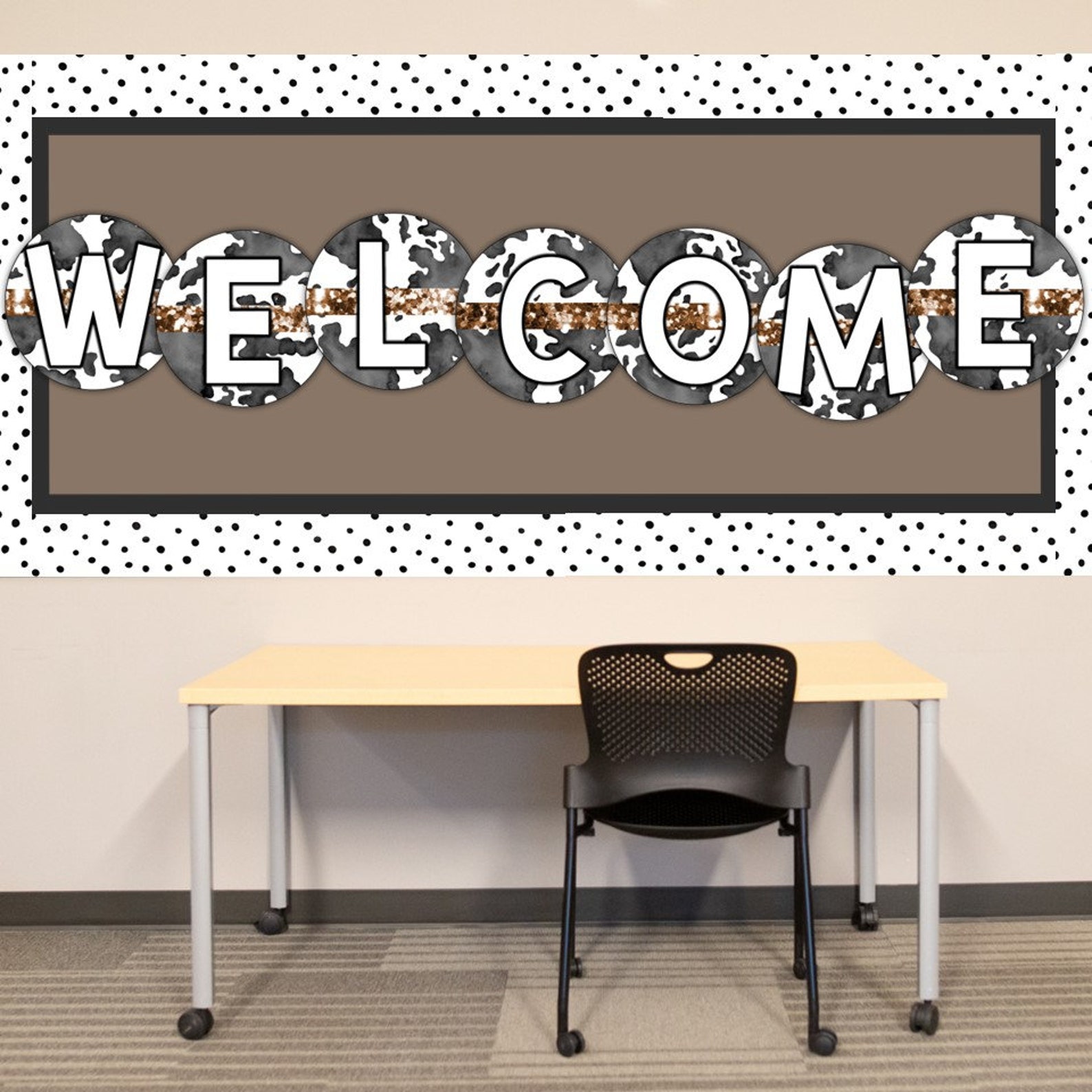 PRINTABLE Welcome Banner Farmhouse Cow Print Classroom Decor editable ...